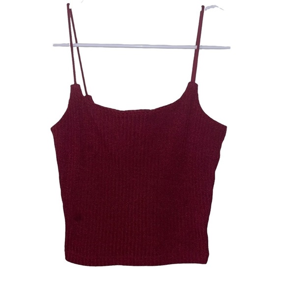 SHEIN | Tops | Shein Dark Red Spaghetti Strap Ribbed Crop Top | Poshmark